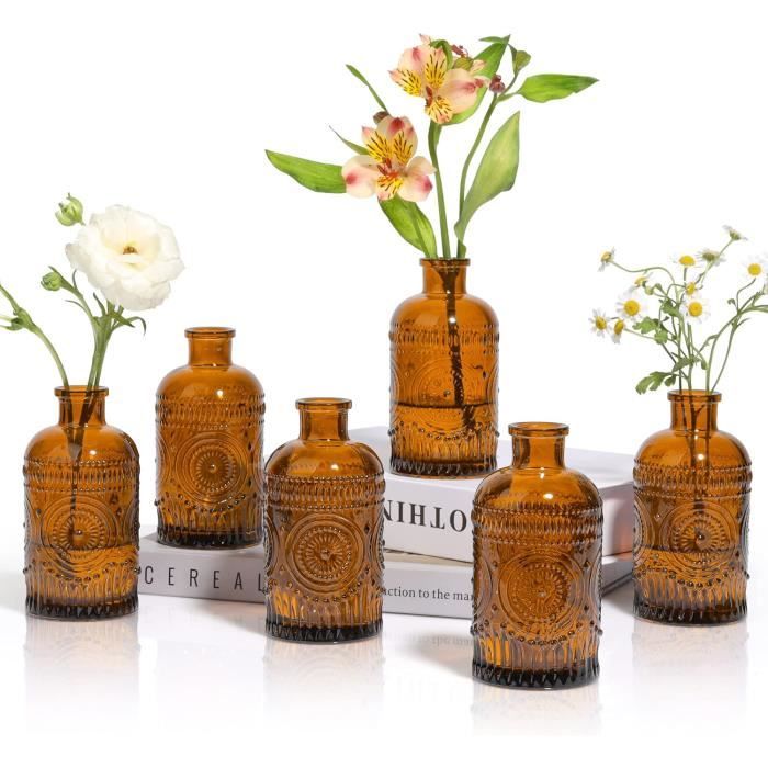 Lot De 6 Mini Vases En Verre Vintage, Mini Bouteilles Décoratives ...