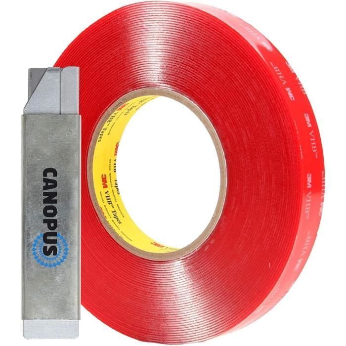 3M Ruban Adhésif à Double Face Extra Fort Transparente, Étanche VHB ...