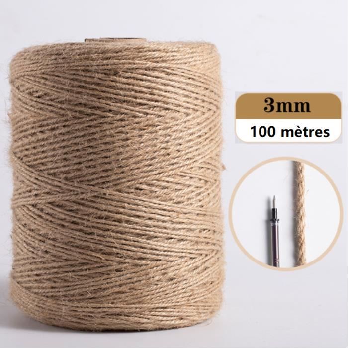 100m Corde en Jute naturelle,3mm, pour bricolage, couture, ruban de ...
