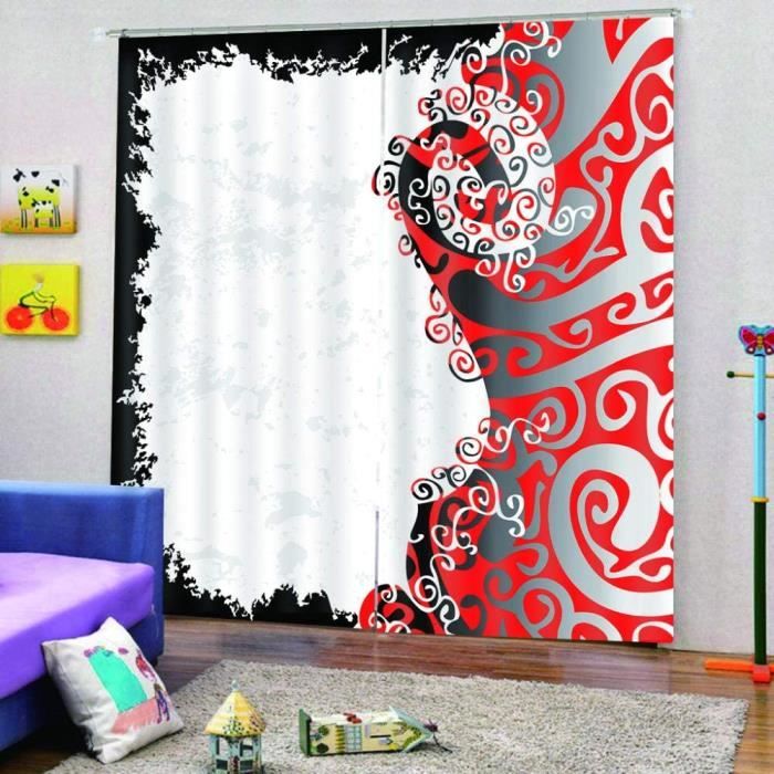 Rideau Occultant Thermiques Rideaux Salon Motif Blanc Noir Réduire ...