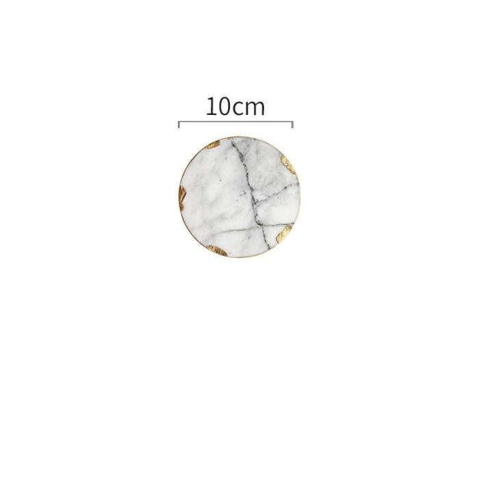 Plat de service,Plateaux décoratifs en marbre naturel,bordure dorée Vintage,dessous de verre en ...