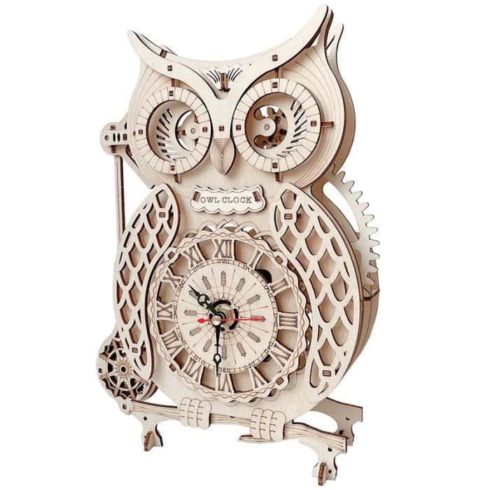 Chouette réveil Puzzle en bois 3D hibou horloge, Kits de construction ...