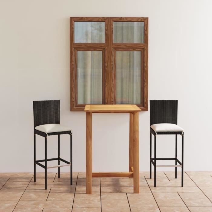 ZHI Ensemble de bar de jardin avec coussins 3 pcs Noir 7809355403121 ... ZHI Ensemble de bar de jardin avec coussins 3 pcs Noir 7809355403121 ...
