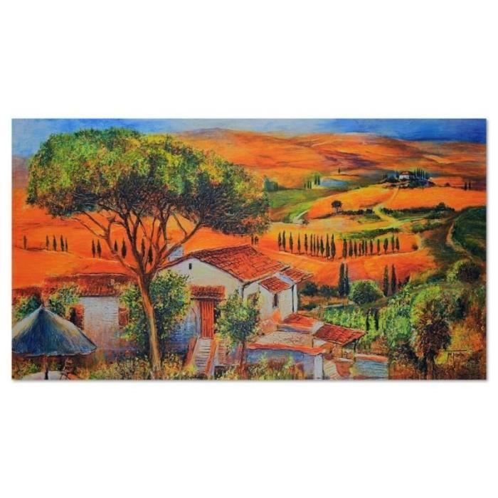 Image murale imprimée Tableau Toile moderne Canevas Village Montagnes ...