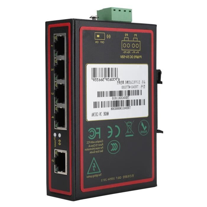 Commutateur Industriel Non Géré à 5 Ports, Commutateur PoE + RJ45 5X, Commutateur de Rail DIN ...