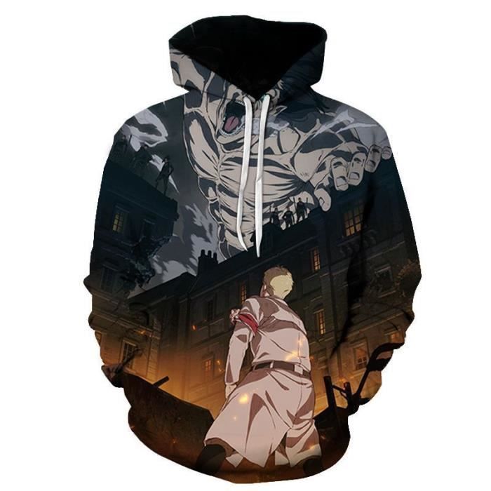 Sweat à Capuche Titan - pour homme-femme impression - FR10HT1 Black ...