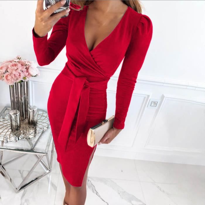 ROBE Chemise Robe Slim Fit genou-Longueur Polyester Courroie Bourrillon ...