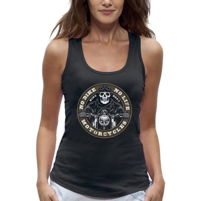 Débardeur BIKERS - No bike no life - Crane biker - PIXEL EVOLUTION - Femme Noir - Cdiscount Prêt ...
