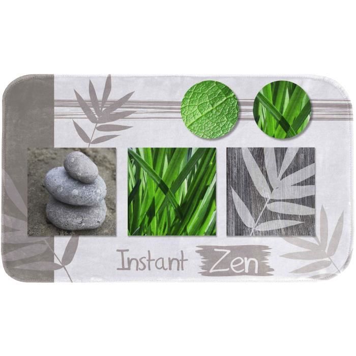 Tapis De Bain Déco Instant Zen Triptyque Galet Bambou Feuille ...