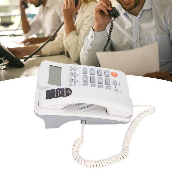 Qiilu Téléphone fixe de bureau KX‑T2026CID Téléphone de Bureau Téléphone Fixe d'Hôtel de Maison ...