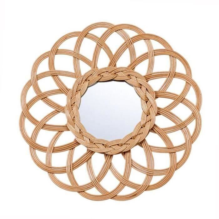 Miroir en rotin rotin Art innovant décoration miroir de maquillage rond ...