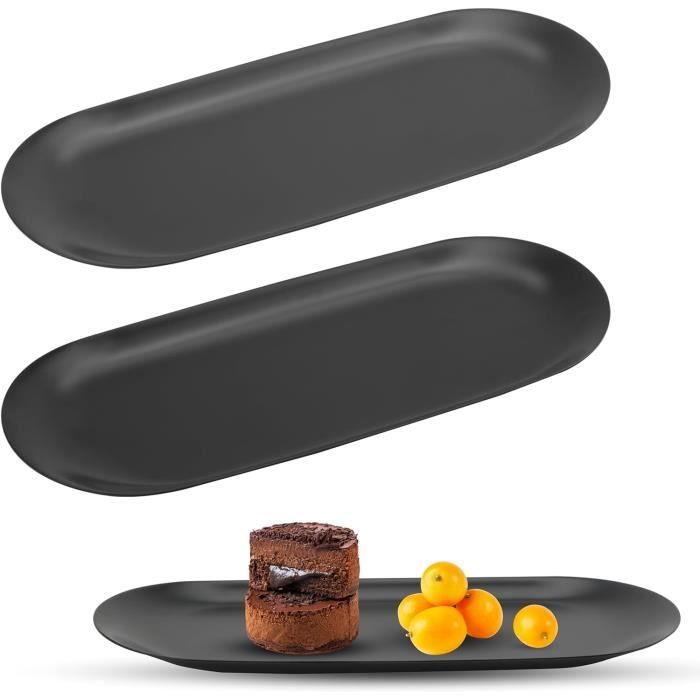 Lot De 2 Plateaux Décoratifs En Acier Inoxydable-Plateau Décoratif-Noir ...