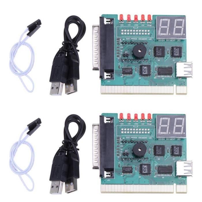2X Carte POST D'Analyseur de Diagnostic de Carte Mère USB PCI PC avec Affichage de Code D'Erreur ...