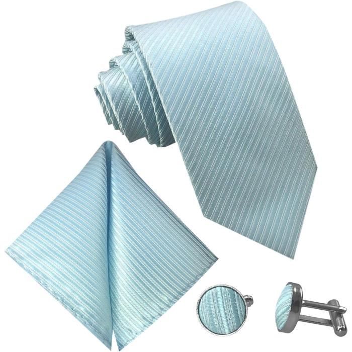 Lot De 3 Cravates Larges Pour Homme Avec Rayures, Boutons De Manchette ...