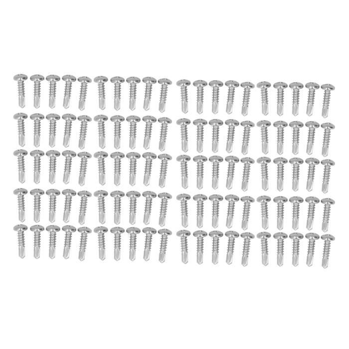 VBESTLIFE Fixation à vis 100 pièces vis auto-perceuses en acier inoxydable tête ronde M4.8x19 ...