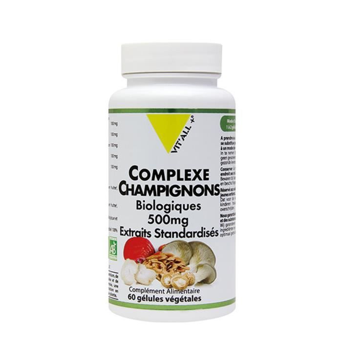 Vit'all+ Complexe Champignons Bio 500mg 60 gélules végétales ...