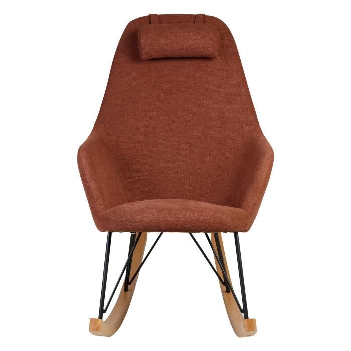 Rocking-chair scandinave effet laine mohair blanc Evy Marron ...