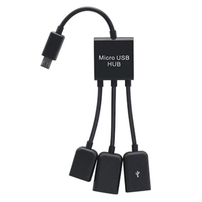 Micro USB - HUB 3 en 1 Micro USB type c mâle vers femelle, Double USB 2 ...