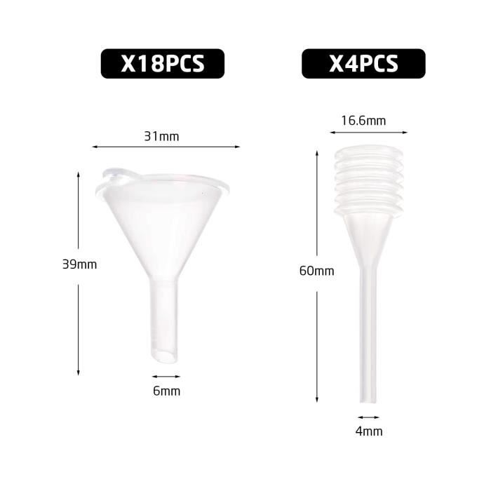 18 Mini Entonnoirs Avec 4 Compte-Gouttes À Ressort, Entonnoirs ...
