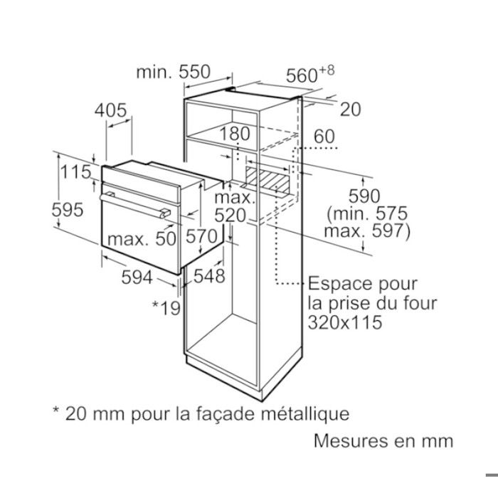 Bosch Four intégrable 66l 60cm a ecoclean noir - hbf133ba0 - Cdiscount ...