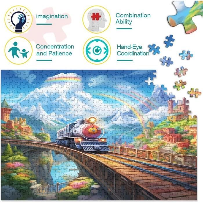 Trains En Bois Puzzles Pour Les Adultes Pour Les Enfants 1000 Pièces ...