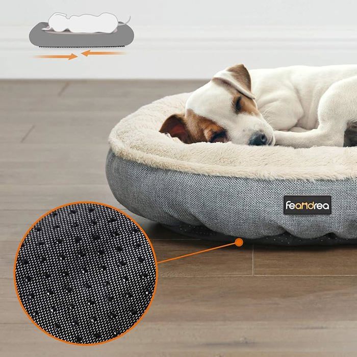 Feandrea Dog Bed, Sofa, Cat Bed, Round, 65 cm, Grey PGW65G MACHINE A ...