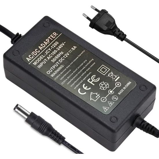 Bloc d'alimentation 12V 8A, Adaptateur Secteur 96 W,Connecteur DC 5.5MM ...