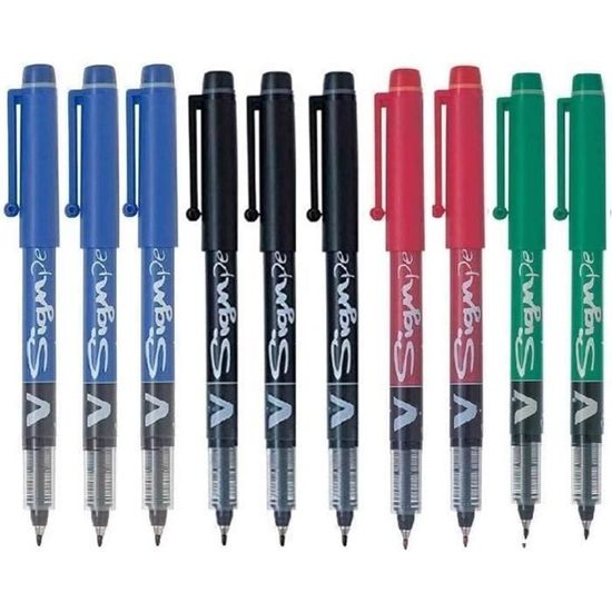 Stylos V Sign Pen Marqueurs - V Sign Pen - Stylo - 3 bleu, 3 noir, 2 ...