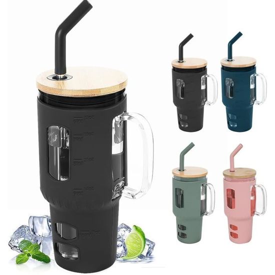 Tumbler Cup Avec Couvercle En Bambou Et Paille, 32 Oz Bouteilles D'Eau ...