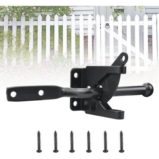 Verrou Porte Automatique Noir Loquet Autobloquant Serrure Jardin ...