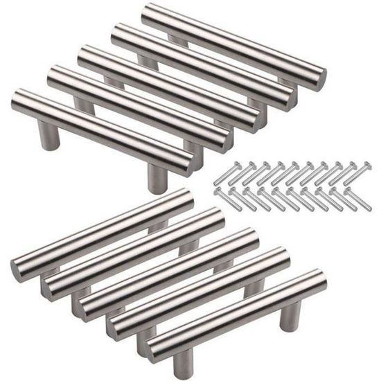 Tianyi-10Pcs Entraxe 64mm Poignée de Porte d'Armoire avec Vis en Acier ...