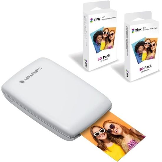 AgfaPhoto Mini P.2 - Pack Imprimante Portable Zink Photos Instantanées ...