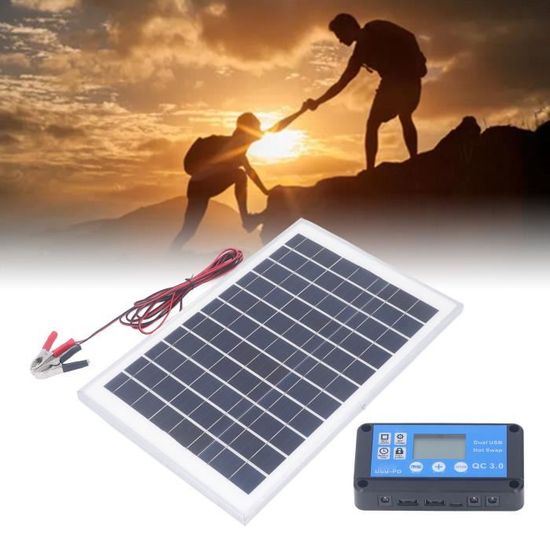 Kit de panneau solaire - VGEBY - 50W 18V - Panneau monocristallin - Contrôleur étanche ...