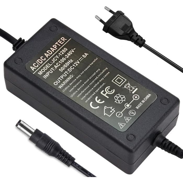 Bloc d'alimentation 12V 8A, Adaptateur Secteur 96 W,Connecteur DC 5.5MM ...