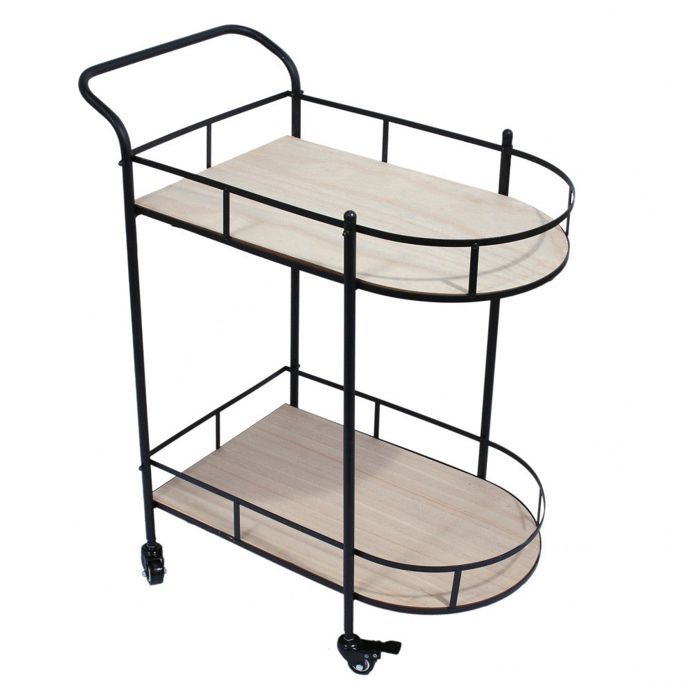 Desserte à roulettes caddie 2 niveaux - AC-DÉCO - L 68 x l 39 x H 79,6 ...
