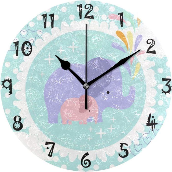 Art Soleil Éléphant Pendule Murale Décoratif Moderne Horloge De Mur ...