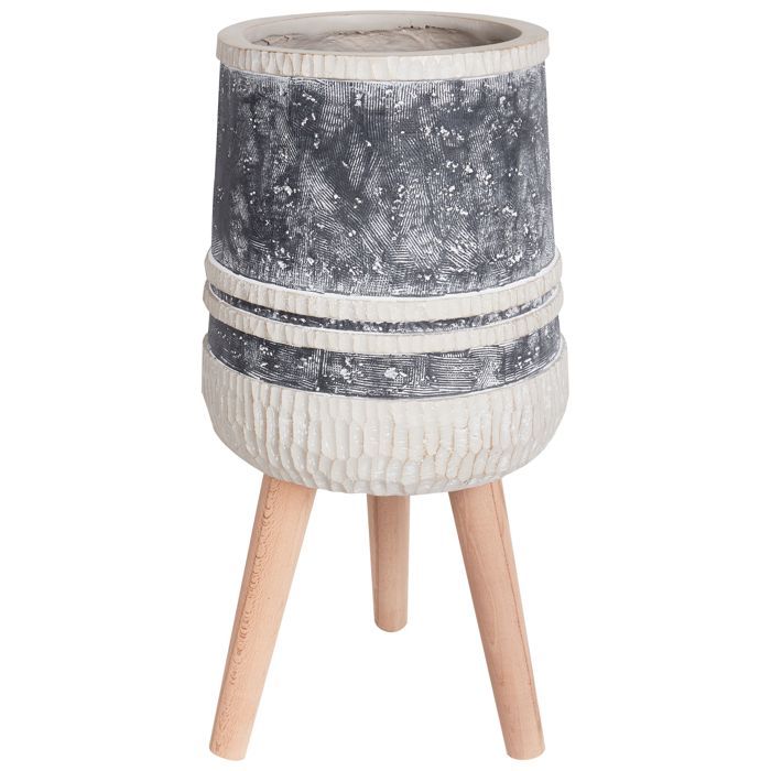 Cache-pot sur pied ARISAEMA Céramique 27 cm Gris - Cdiscount Jardin