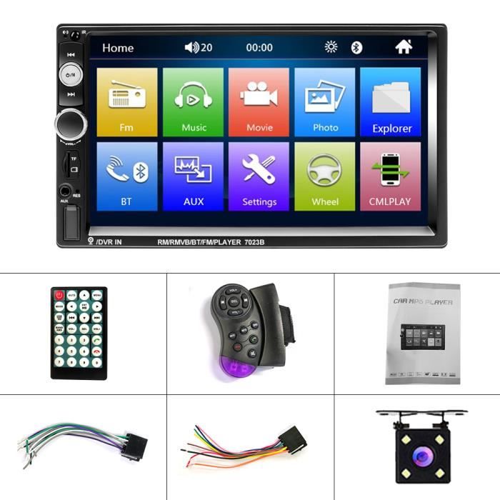 7023B Avec 4 DEL - autoradio Bluetooth avec écran tactile de 7 pouces ...