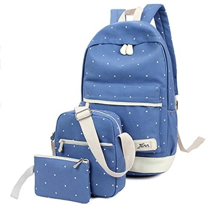 Sac à dos JWW19 dots pour filles adolescents - Noir - Toile - Cdiscount ...