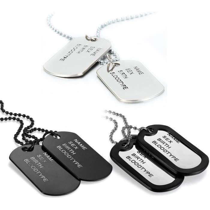 Collier Homme Militaire,Collier Personnalisé Gravure Texte Photo ...