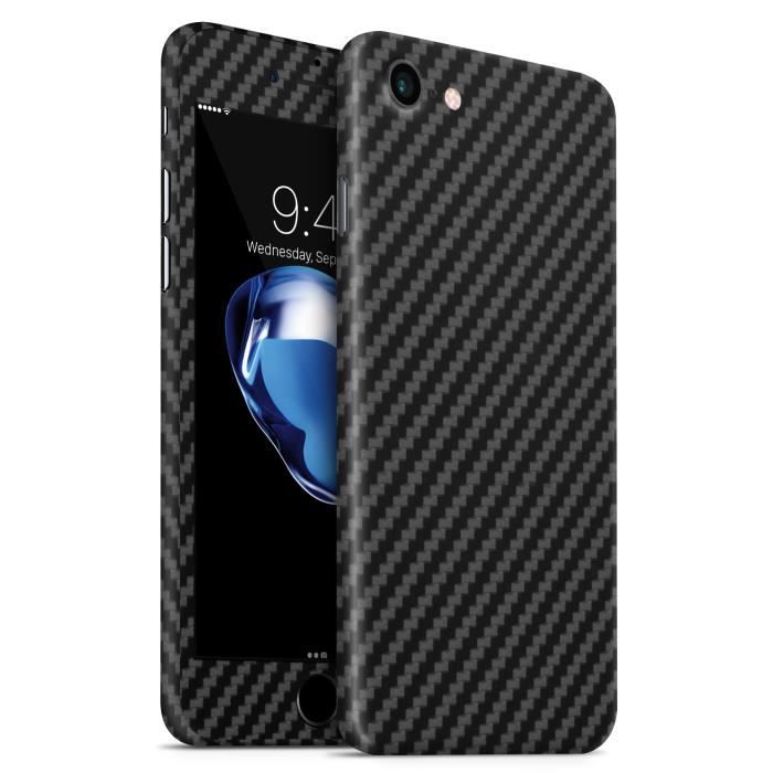 STICKER iPHONE 6 6S (4"7) NOIR FIBRE CARBONE 3D INTEGRAL AUTOCOLLANT ...