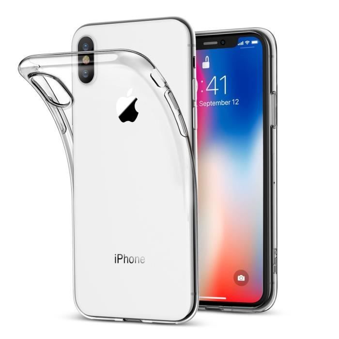 Coque transparente iPhone X silicone souple ultra fine 0.3mm ...