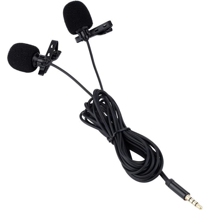 Microphone À Clip, Microphone À Double Tête Pour Téléphone Portable ...