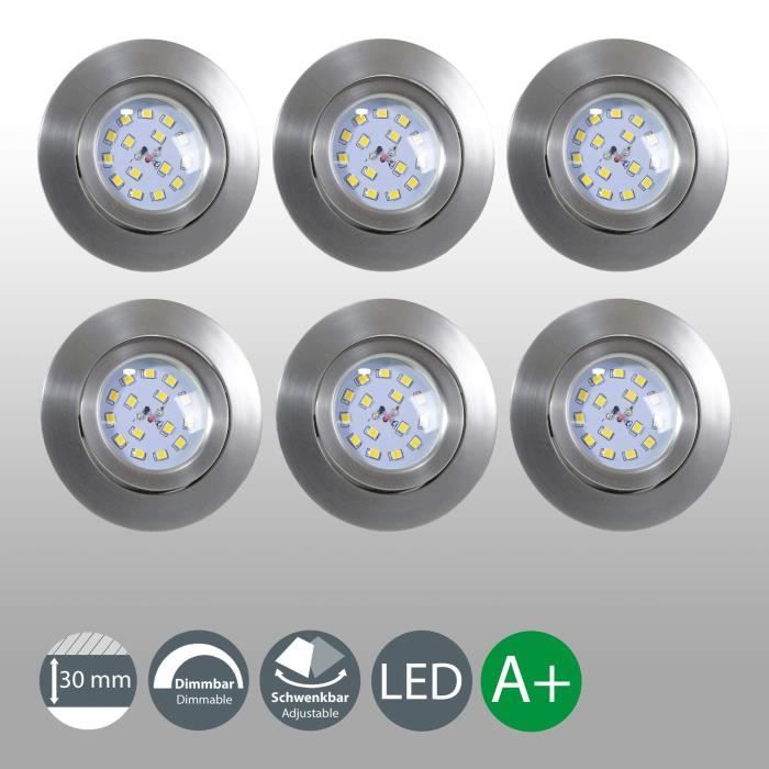 B K Licht Lot De 6 Spots Led Encastrables Ultra Plats Orientables