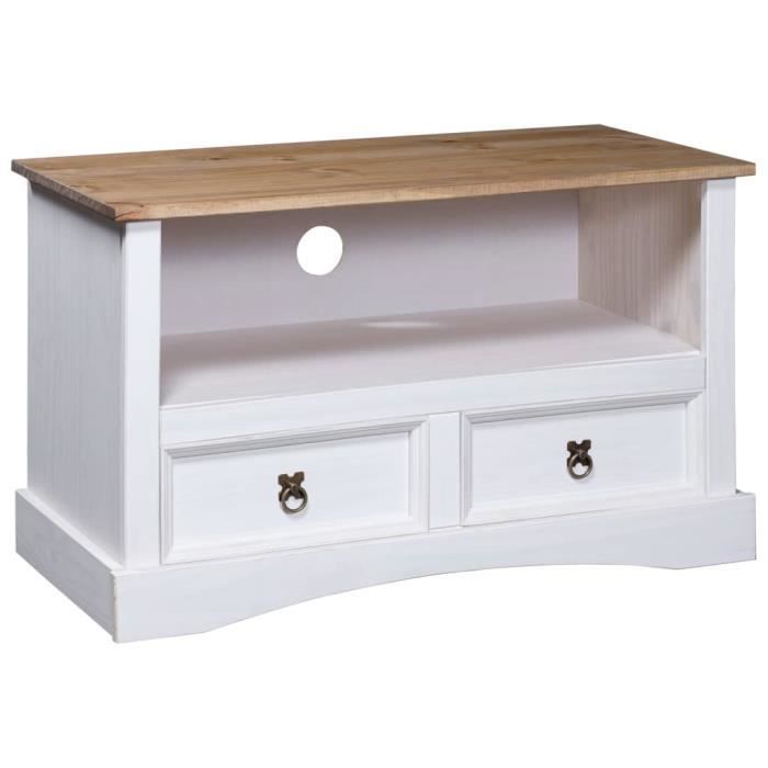 MEUBLE TV - MEUBLE HI-FI - Meuble TV Gamme Corona pin mexicain Blanc ...