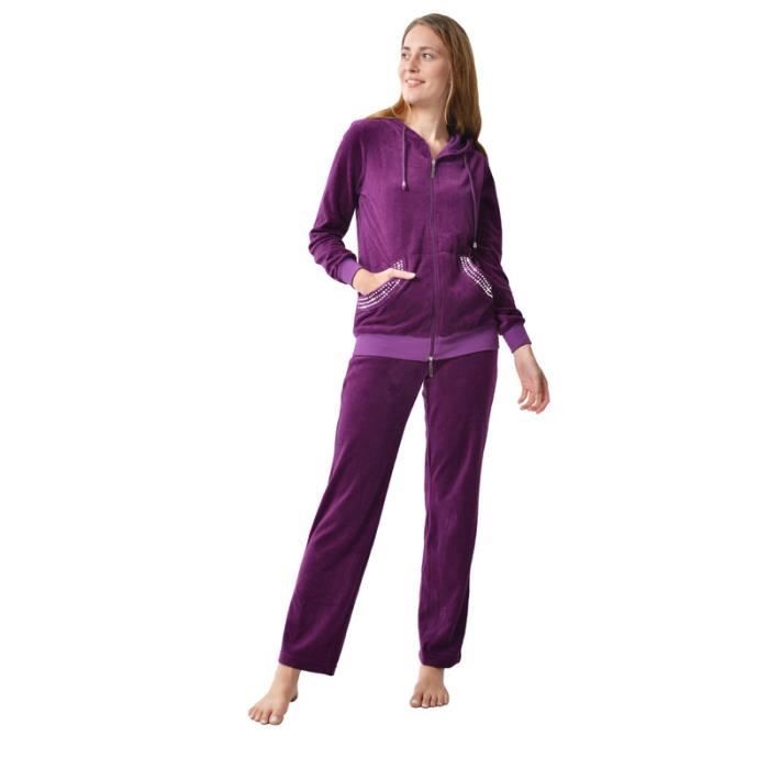 RAIKOU Survêtement Femme Velours Tenue de Sport Femme Ensemble Pyjama d'intérieur Doux à Manches ...