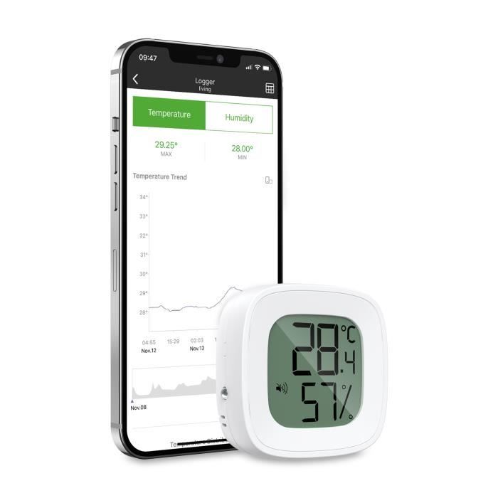 Thermomètre hygromètre, station météo sans fil Bluetooth, Mini ...