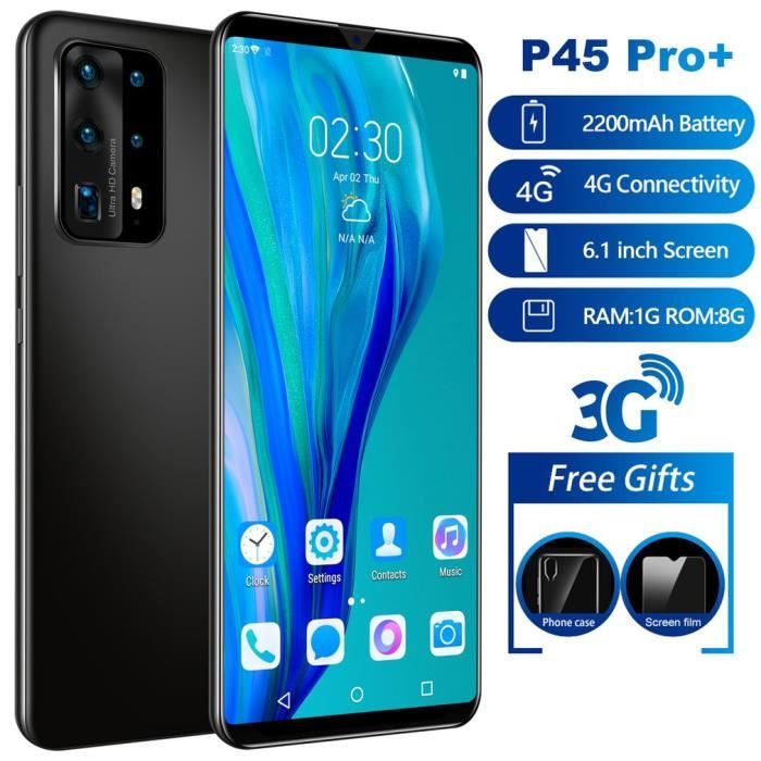 P45 Pro + 6.1 pouces Smartphone 1 + 8G Android Smart Phone Ultra-mince ...
