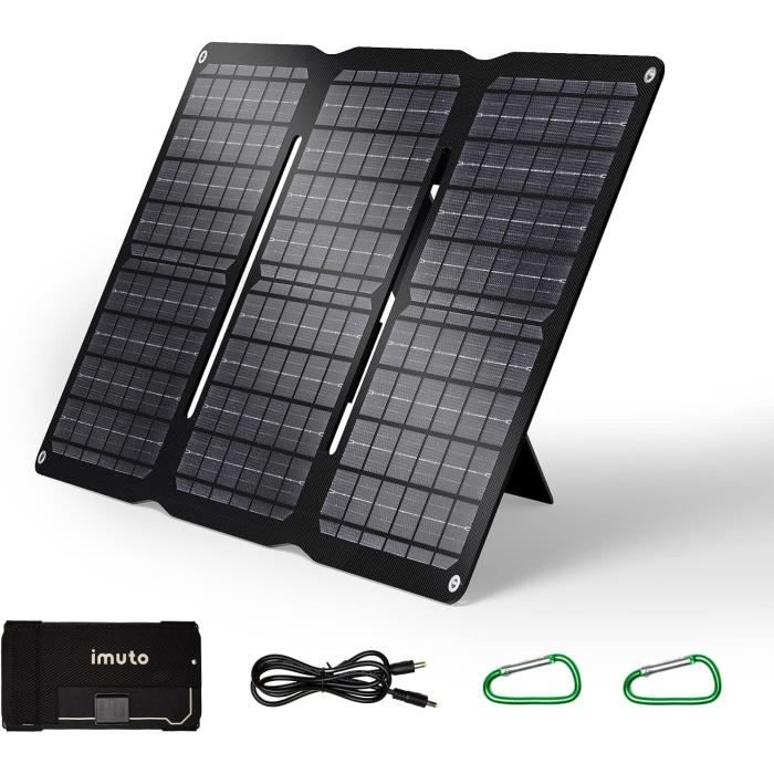 Imuto Panneau Solaire 30W Pliable avec Port USB Chargeur Solaire Portable ETFE Monocristallin ...
