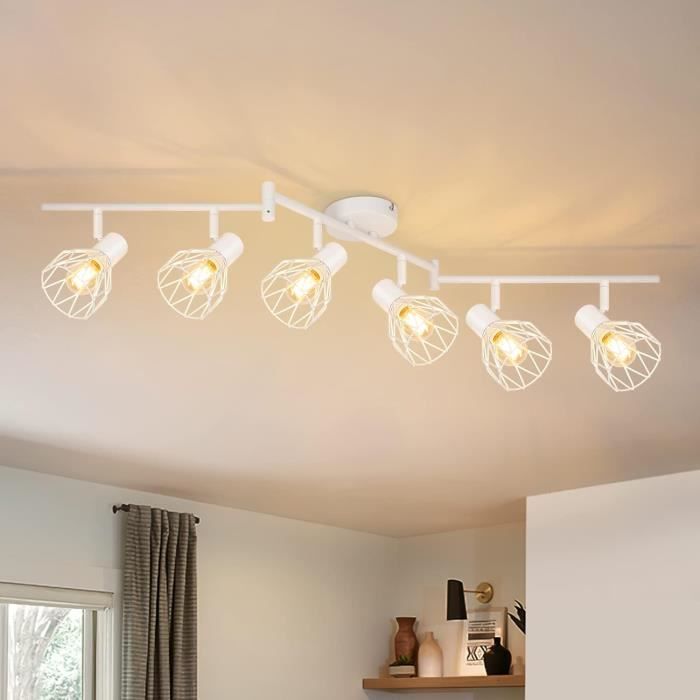Plafonnier Led 6 Spots Orientables Spot De Plafond Blanc Luminaire